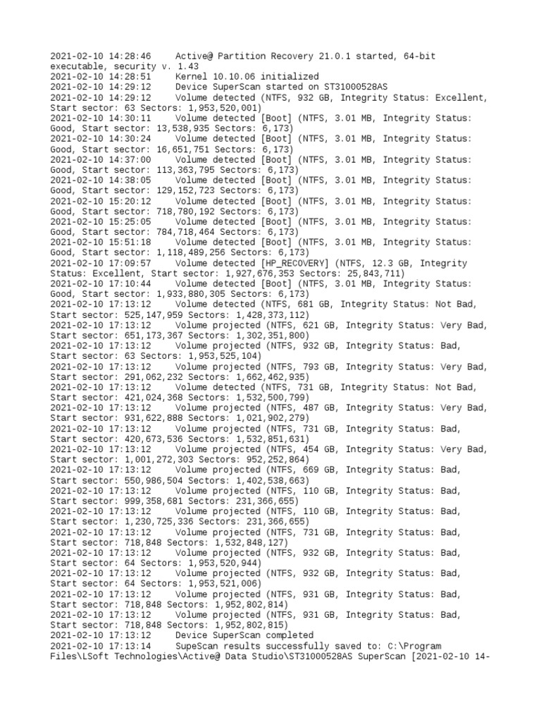 Active Partition Recovery Log | PDF | Booting | Computing Platforms