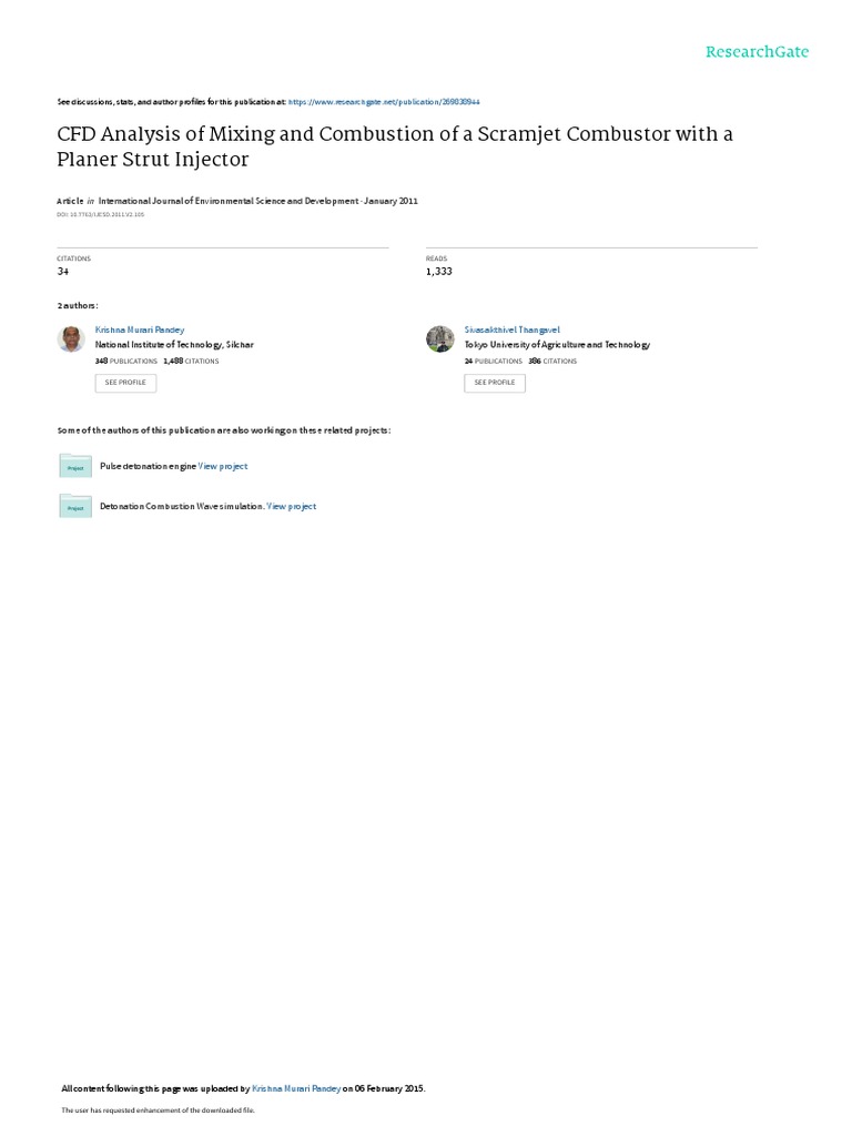 CFD Analysis of Mixing and Combustion of A Scramjet Combustor With A ...