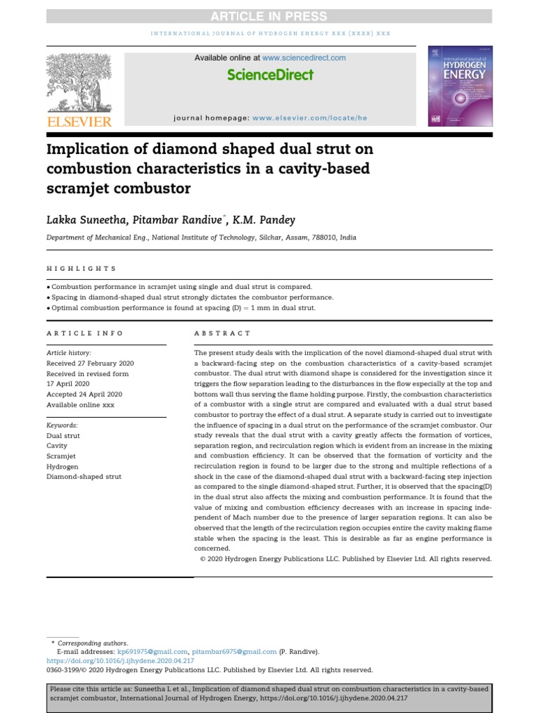 Implication of Diamond Shaped Dual Strut On Combustion Characteristics ...