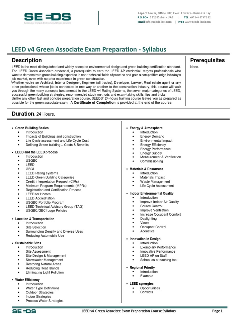 LEED v4 Green Associate Exam Preparation - Syllabus: Description ...