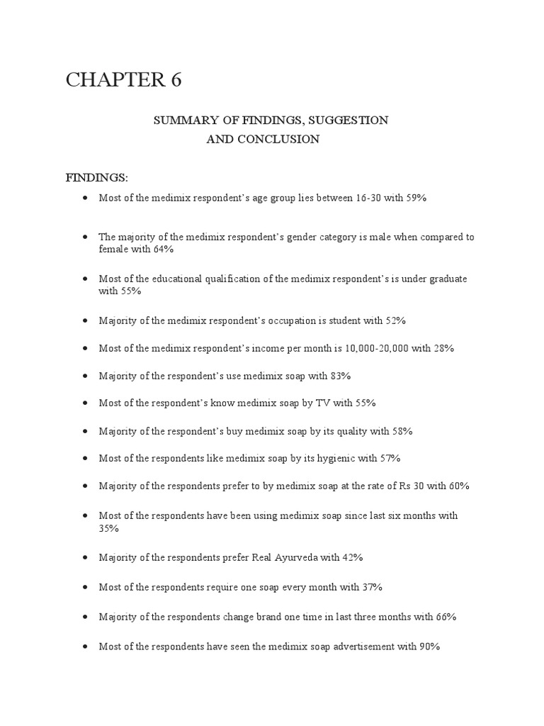 Summary of Findings, Suggestion and Conclusion Findings | PDF ...
