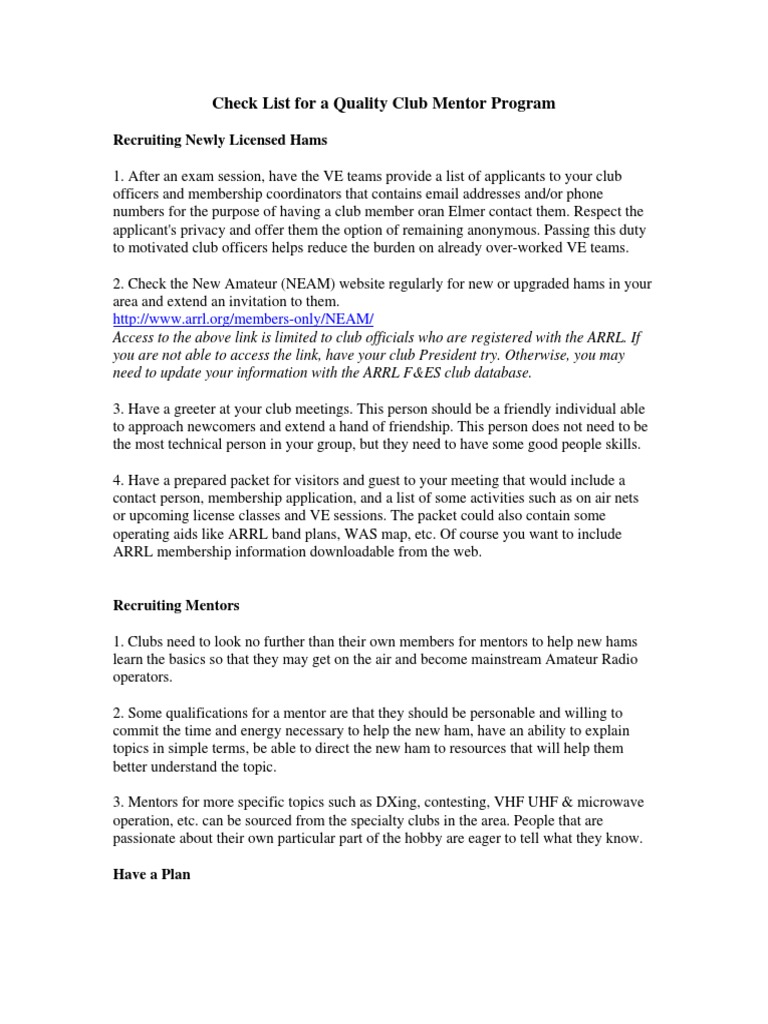 Mentor Checklist | PDF