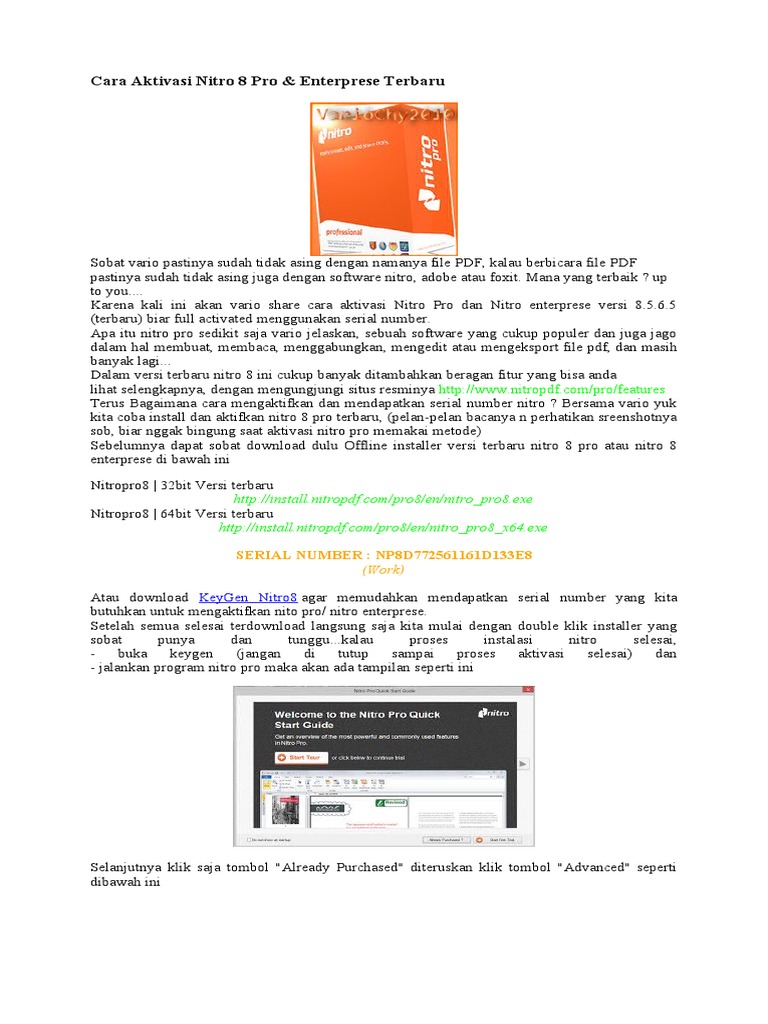 Cara Aktivasi Nitro 8 Pro | PDF