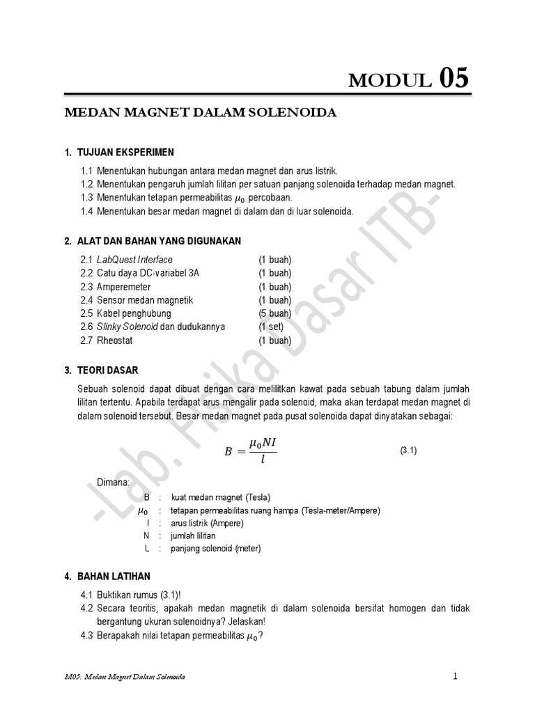MODUL 05 Medan Magnet Dalam Solenoida | PDF
