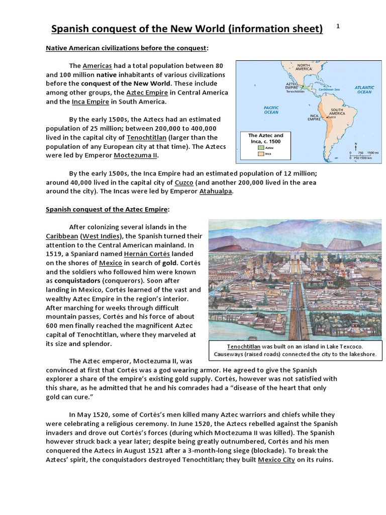 Spanish Conquest of The New World (Information Sheet) | PDF | Spanish ...