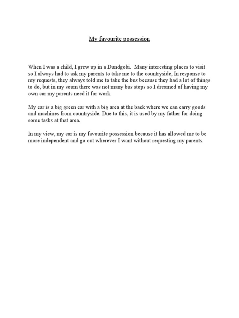 My Favourite Possession | PDF