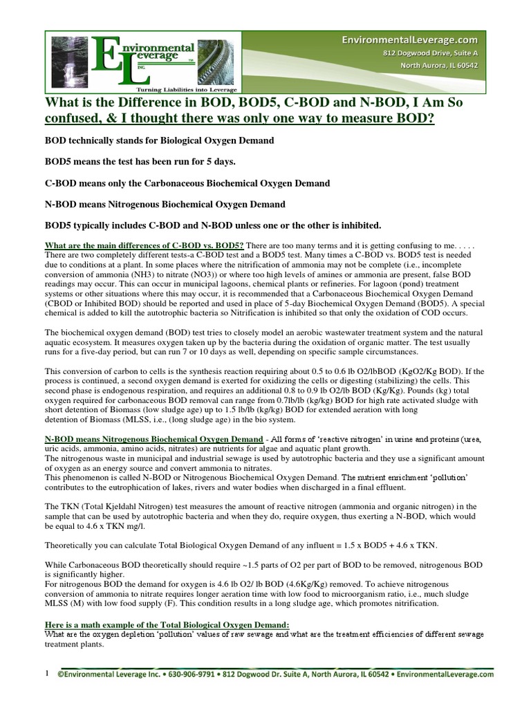What Is The Difference in BOD5-CBOD | PDF | Science & Mathematics ...