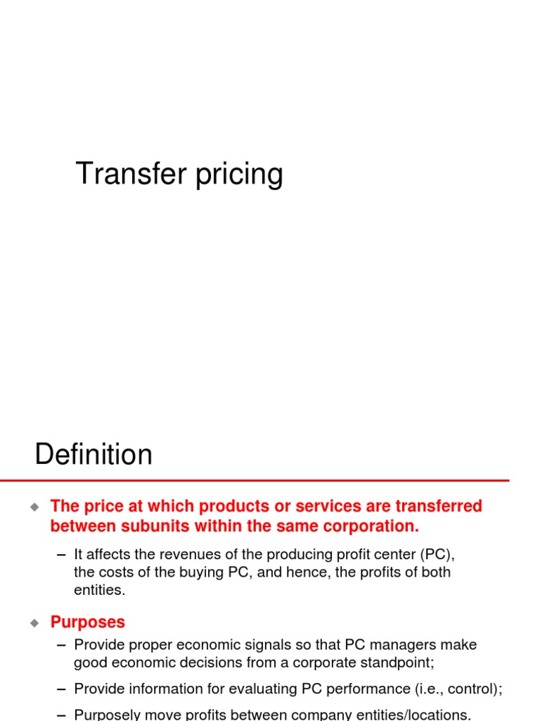 Transfer pricing definition and types | PDF | Profit (Economics) | Taxes