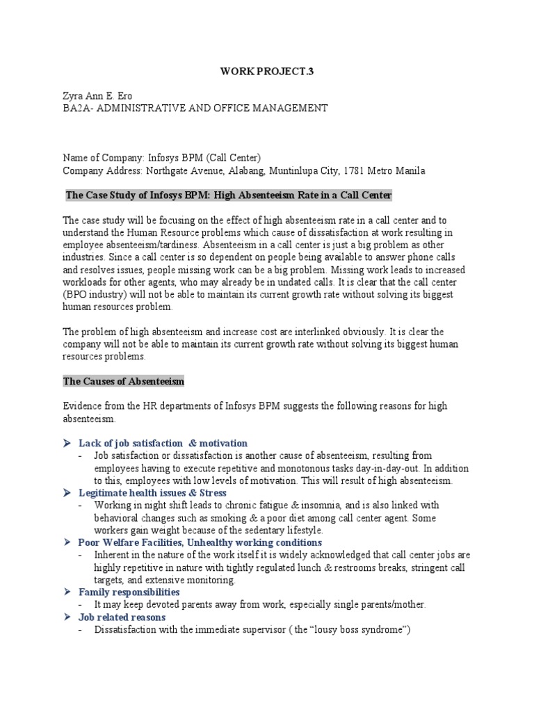 AOM - WORK PROJECT - No.3 - Ero, Zyra | PDF | Telecommuting | Systems ...