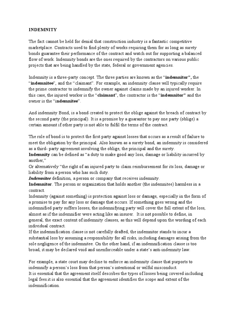 Understanding Indemnity Agreements: A Comprehensive Breakdown of ...