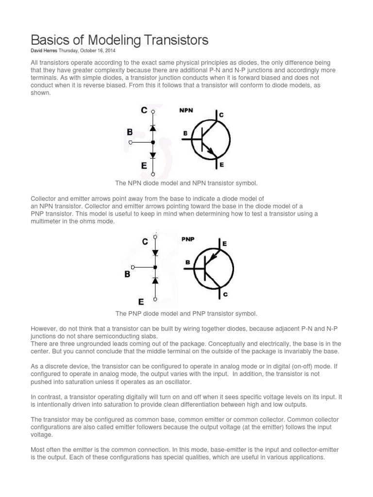 Basics of Modeling Transistors | PDF