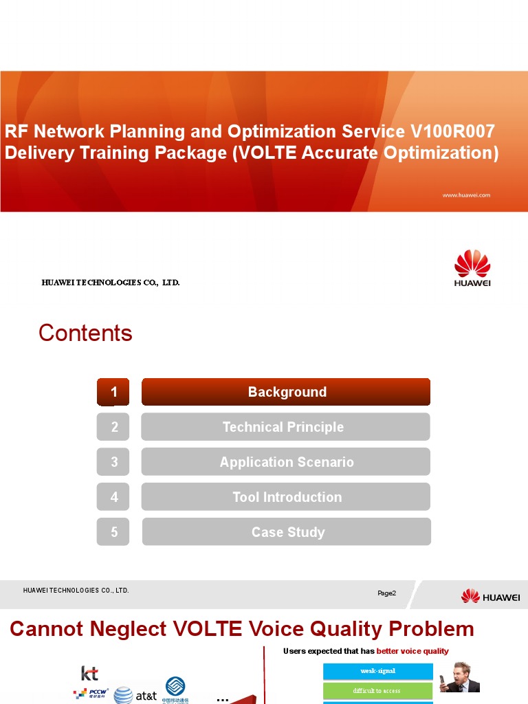 RF Network Planning and Optimization Service V100R007 Delivery Training Package (VOLTE Accurate ...