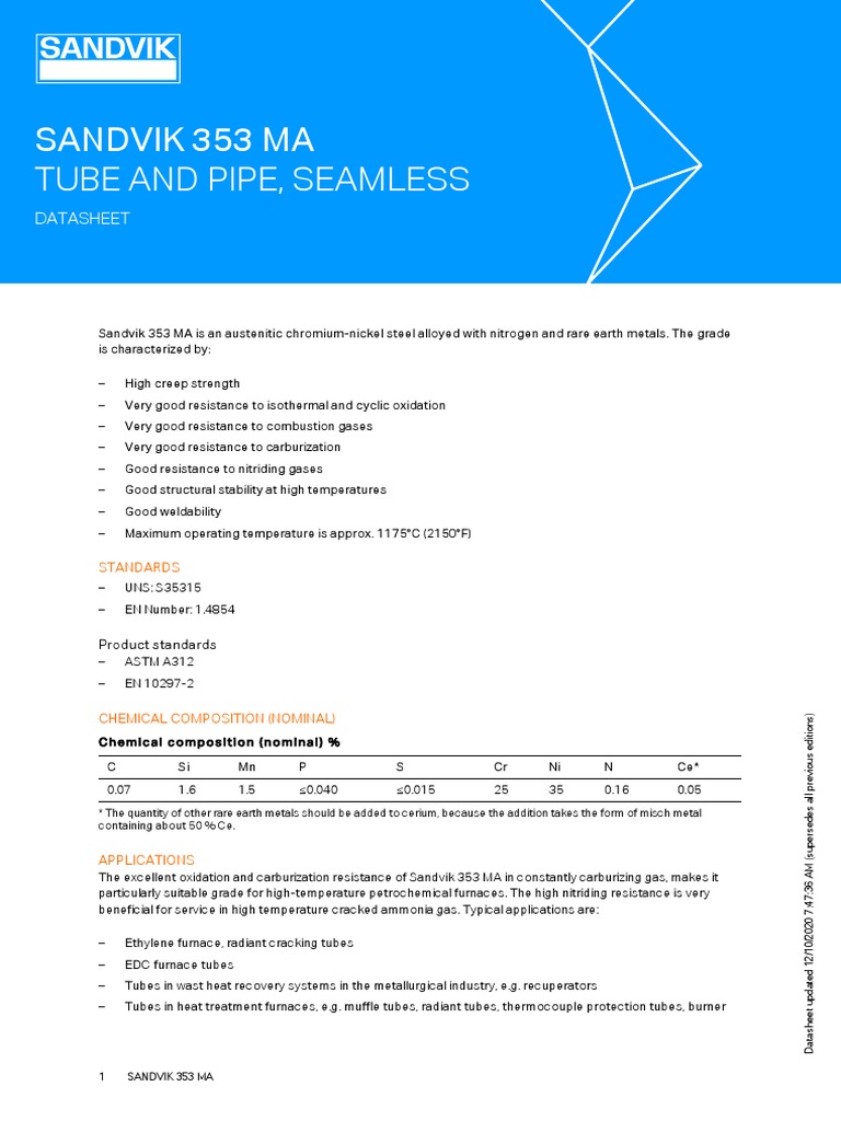 Datasheet Sandvik 353 Ma en v2020!12!10 07 - 47 Version 1 | PDF | Heat ...