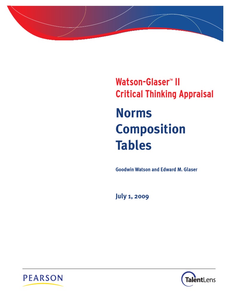Norms Composition Tables: Watson-Glaser II Critical Thinking Appraisal ...