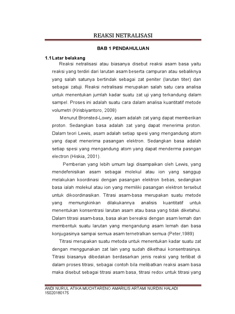 Reaksi Netralisasi | PDF