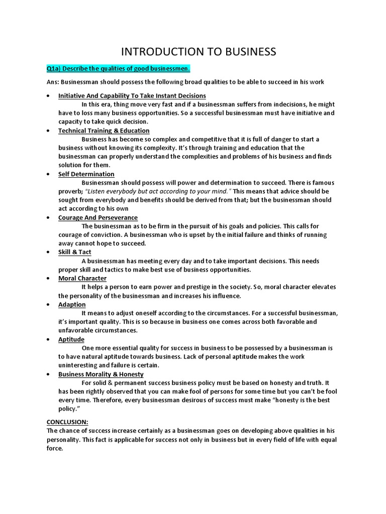 Introduction To Business-1 | PDF | Retail | Sole Proprietorship