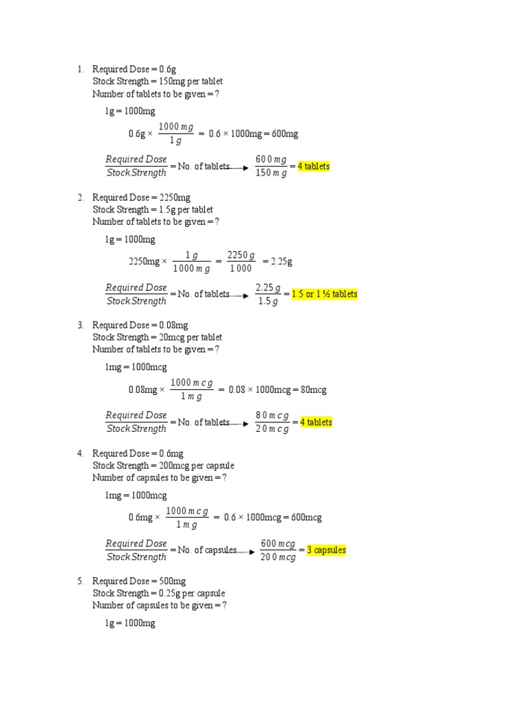 Required Dose Stock Strength: 1000 MG 1 G 60 0 MG 150 M G | PDF ...