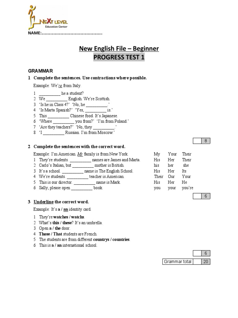 Beginner Test 1 | PDF | Carmen | Linguistic Typology
