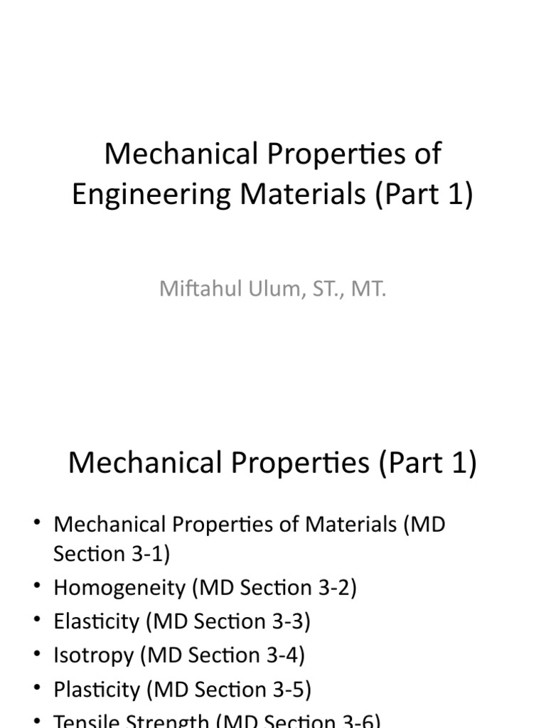 Machine Elements 1-Mechanical Properties of Engineering Materials Part ...