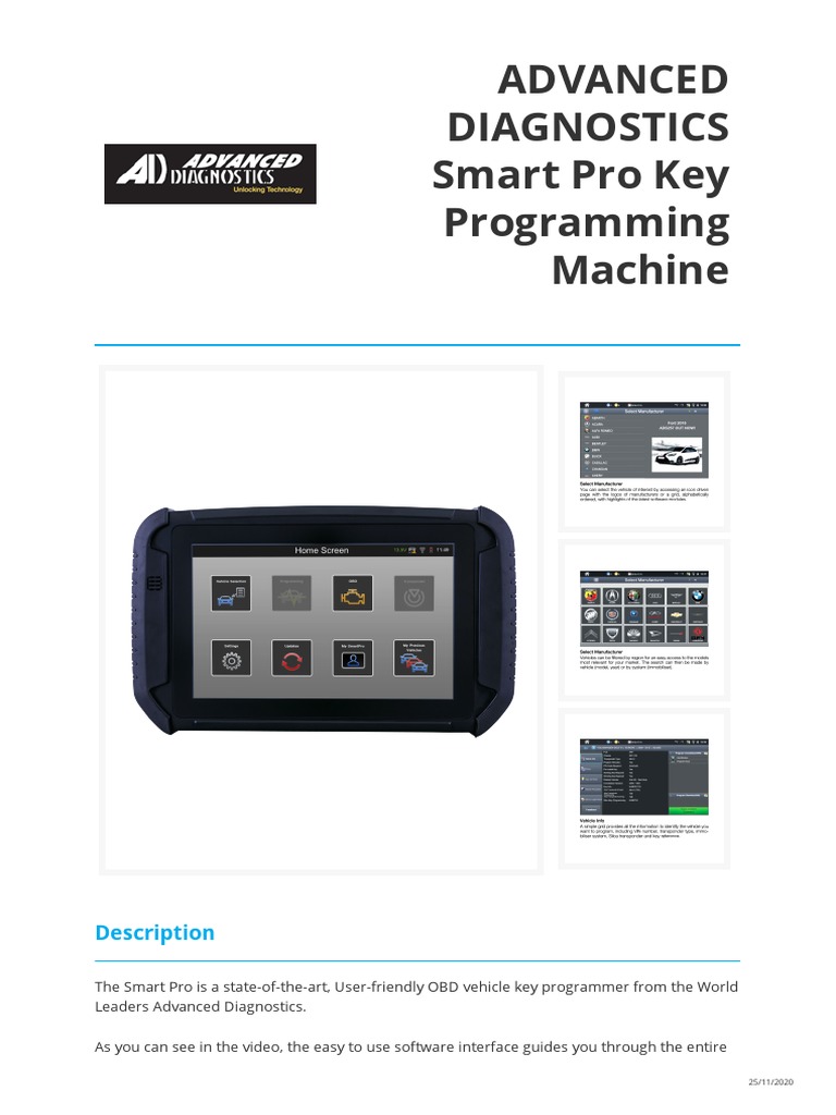 ADVANCED DIAGNOSTICS Smart Pro Key Programming Machine | PDF | Computer ...