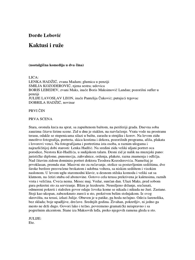 Djordje Lebovic - Kaktusi I Ruze | PDF