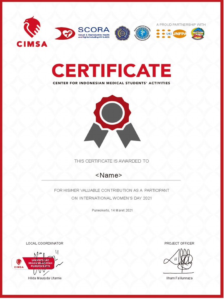 CIMSA CERTIFICATE SCORA Participants PPT V2 | PDF