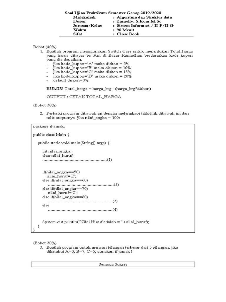 Soal Uts Praktikum Asd | PDF | Komputer