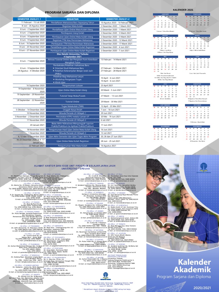 Jadwal Akademik UT 2020/21 | PDF