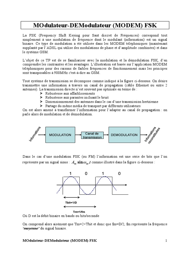 Modulateur-Démodulateur FSK en TP | PDF | Modulation | Modulation de ...