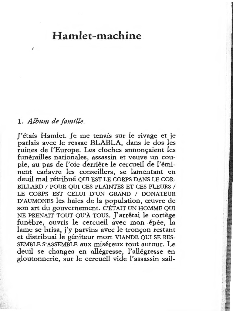 (Heiner Muller) Hamlet Machine | PDF | La nature