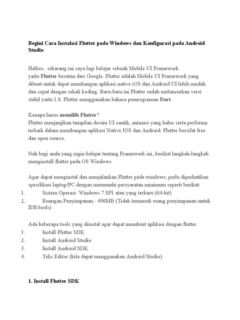Cara Instalasi Flutter Pada Windows Dan Konfigurasi Pada Android Studio ...