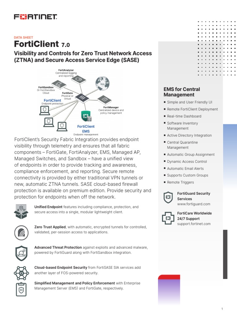 Forticlient: 7.0 Visibility and Controls For Zero Trust Network Access (Ztna) and Secure Access ...