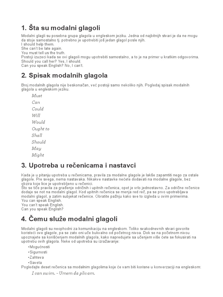 Modalni Glagoli | PDF