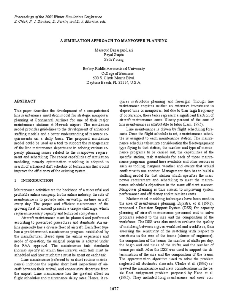 Simulation Model for Airline Manpower Planning | PDF | Simulation ...