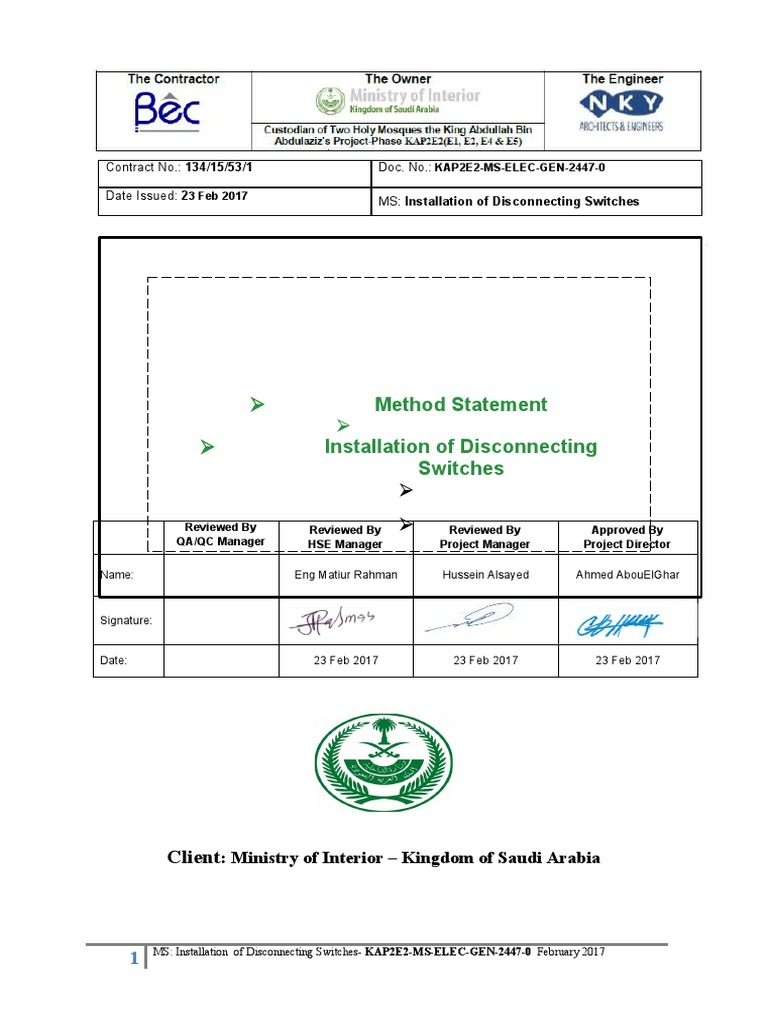Method Statement DS | PDF | Safety | Scaffolding