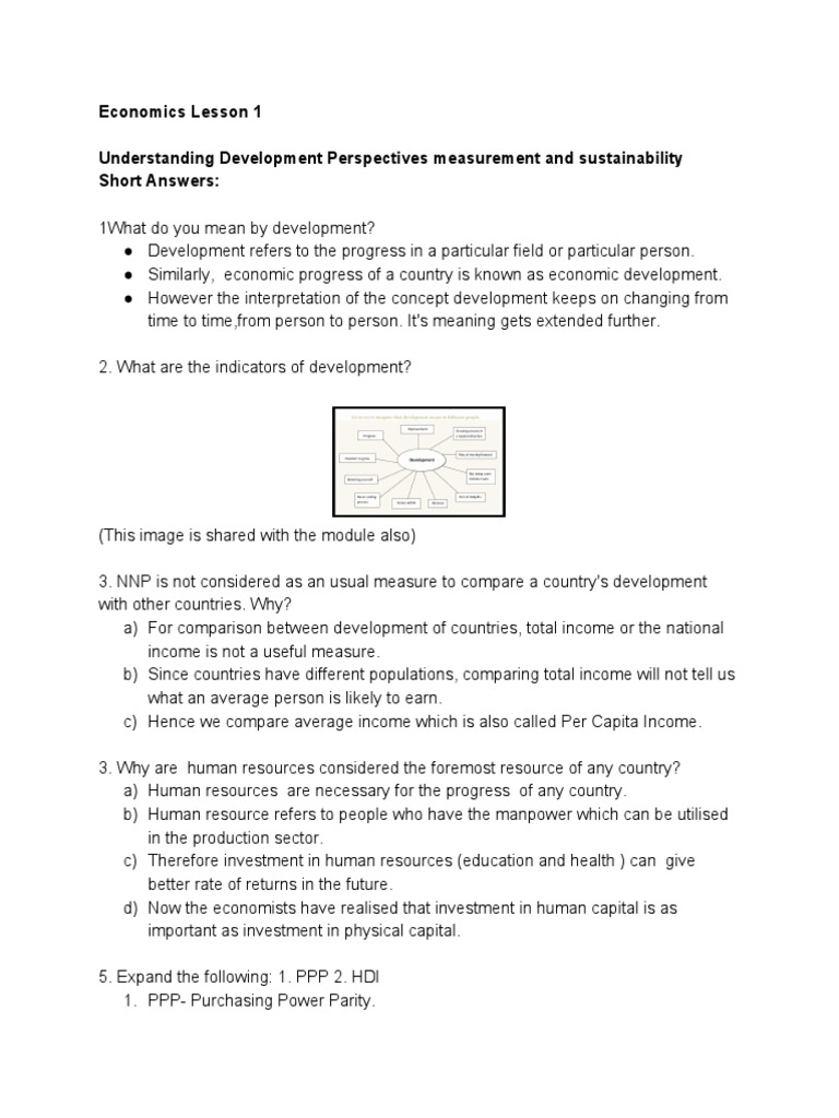 Economics Lesson 1 Understanding Development Perspectives Measurement ...