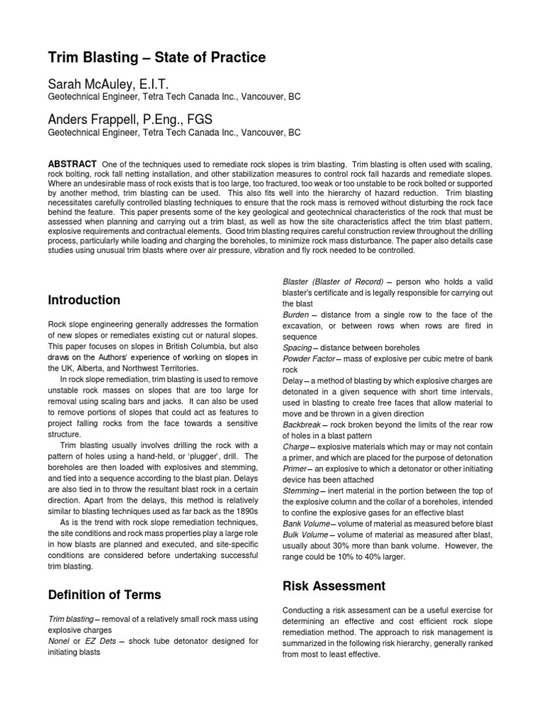 Trim Blasting: Techniques and Practices | PDF | Science | Geology