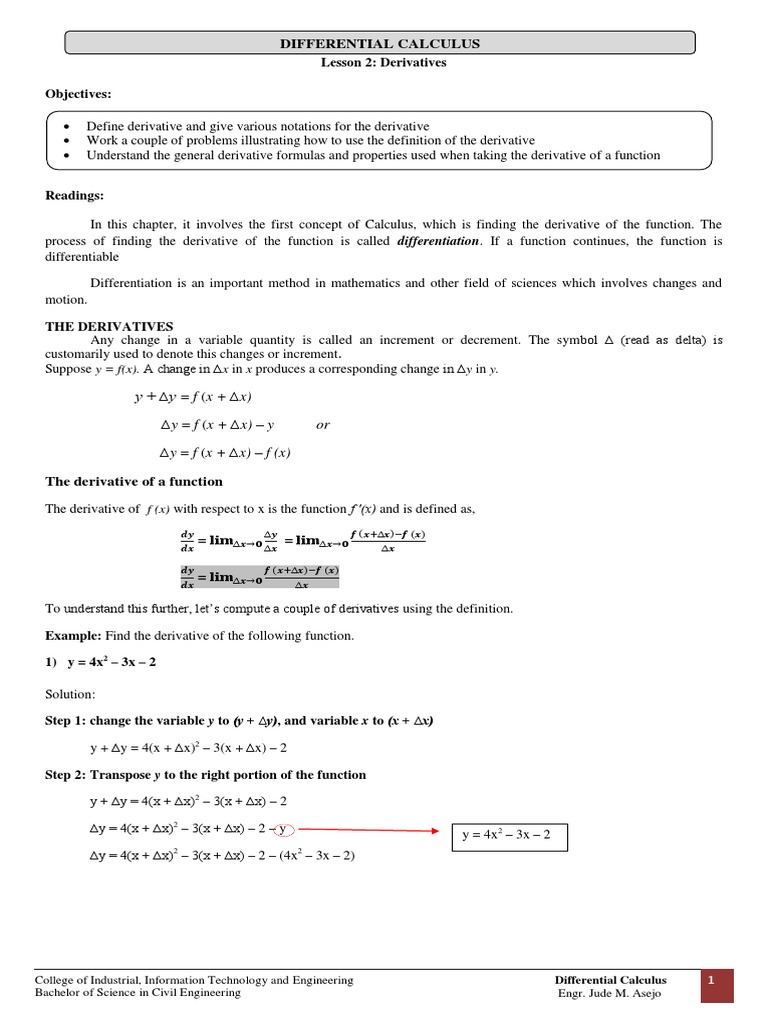 DC Worktext 2 | PDF | Derivative | Variable (Mathematics)