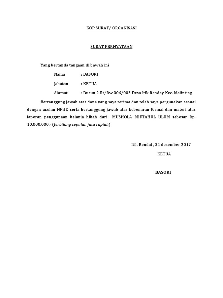 Contoh Pra LPJ Bansos | PDF