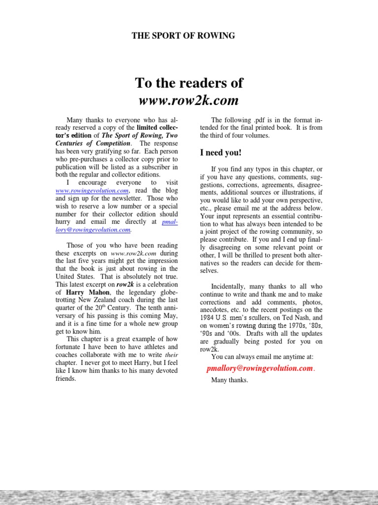 THE SPORT OF ROWING - THE AGE OF ENLIGHTENMENT by Peter Mallory | PDF ...