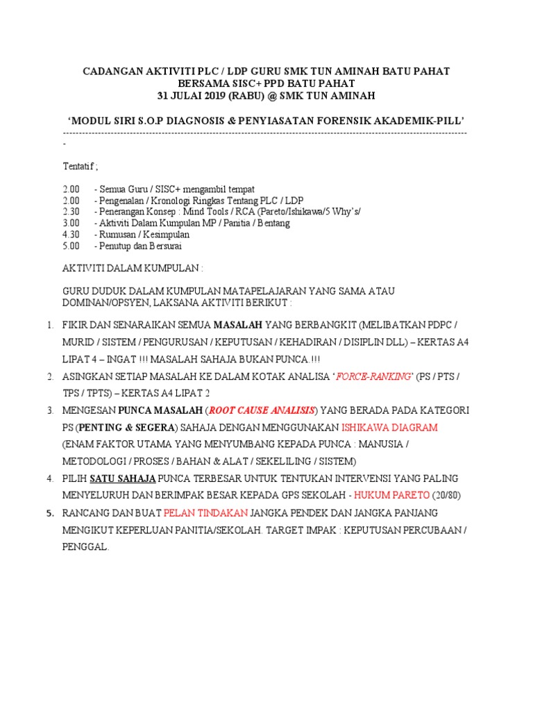 Cadangan Aktiviti PLC Sta | PDF