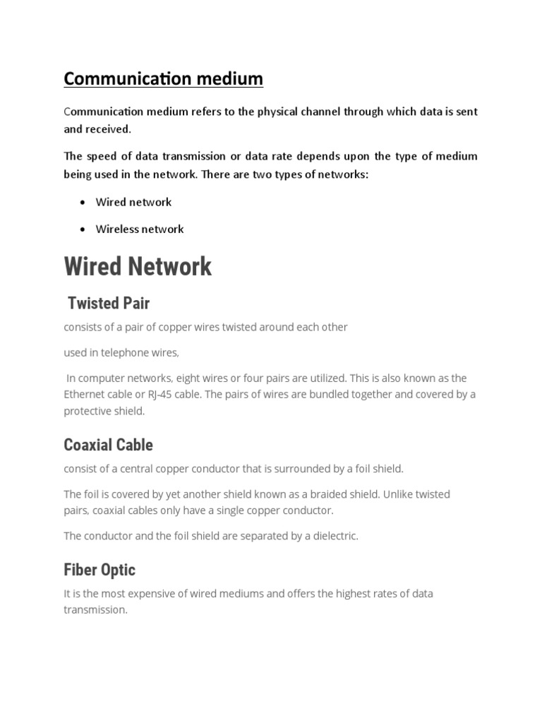 Wired Network: Communication Medium | PDF