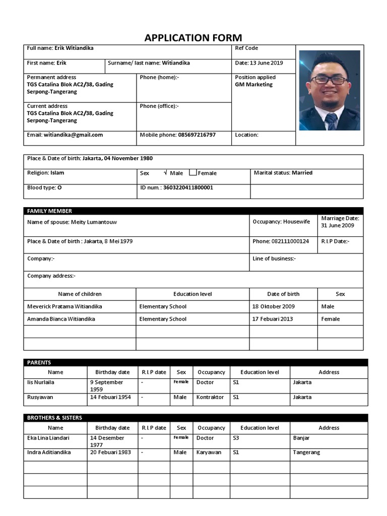 Application Form for GM Marketing Position | PDF | Business