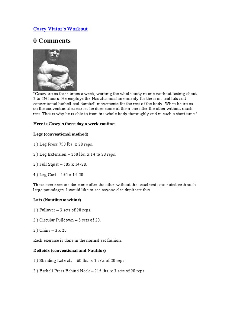 0 Comments: Casey Viator's Workout | PDF