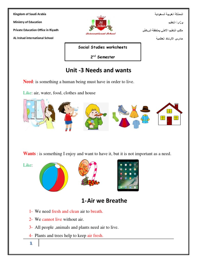 Understanding Needs vs. Wants | PDF | Foods | Clothing