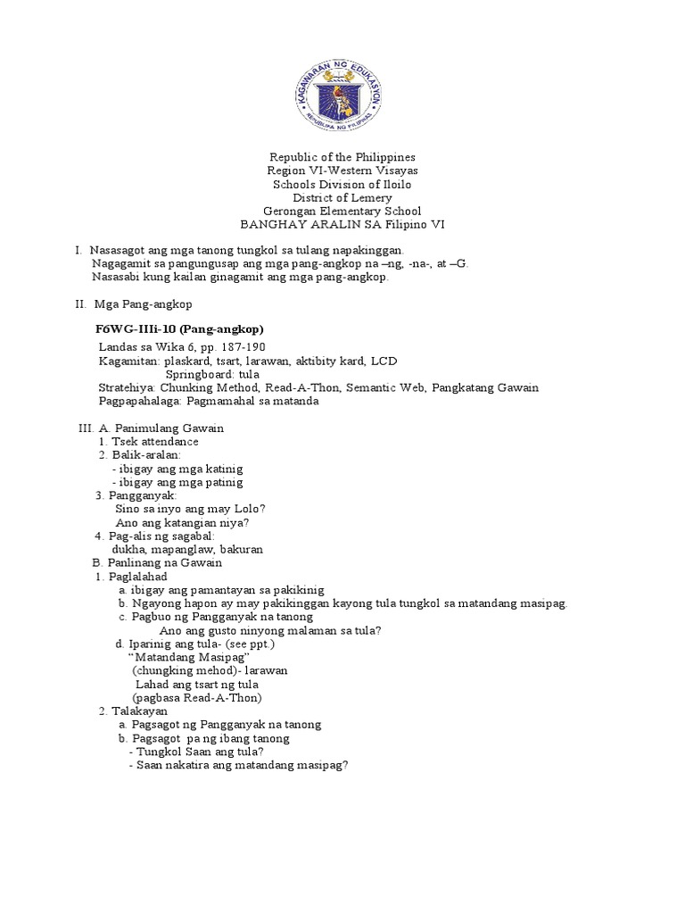 COT DLP FILIPINO 6 by Teacher Arlet D. Oro | PDF