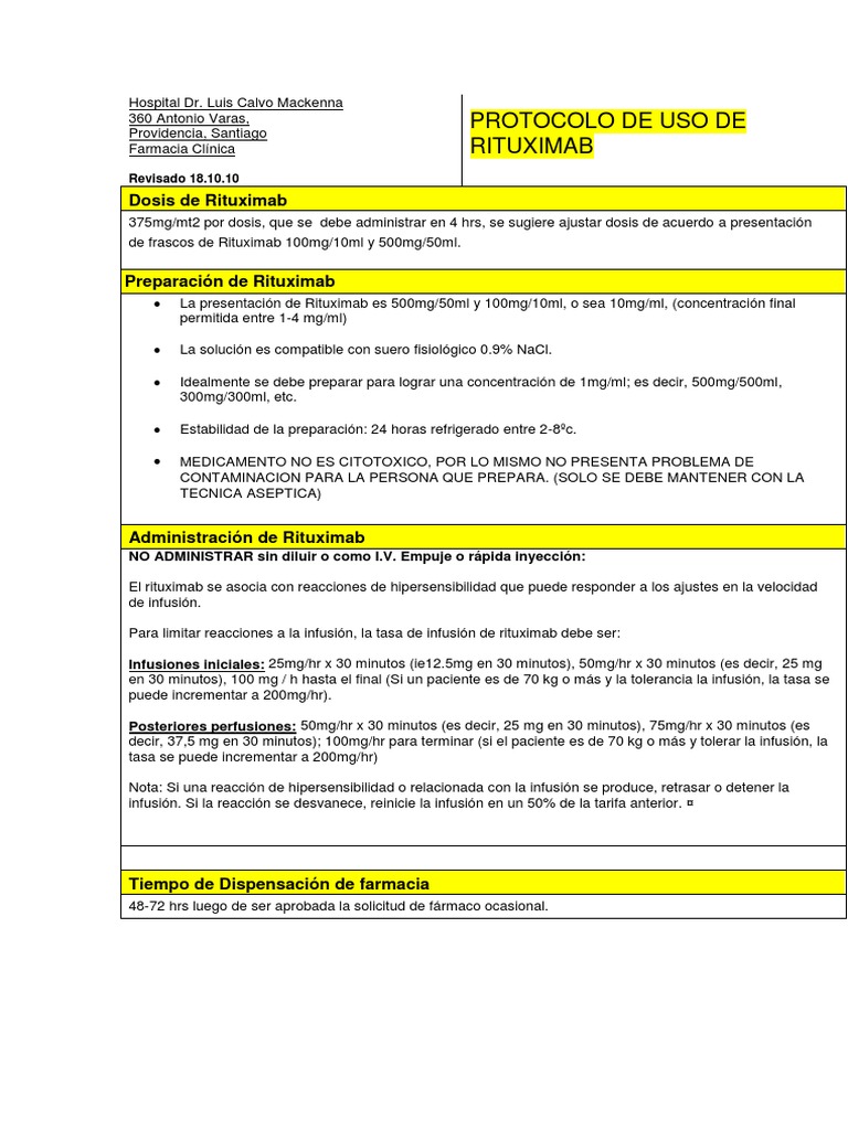 Protocolo de Uso. Rituximab | PDF