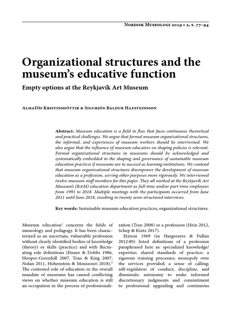 Organizational Structures and The Museum's Educative Function | PDF ...