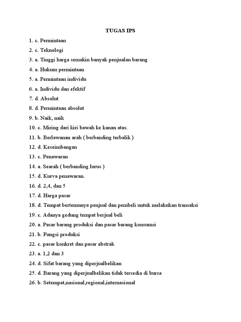 TUGAS IPS Permintaan, Penawaran Dan Pasar. | PDF