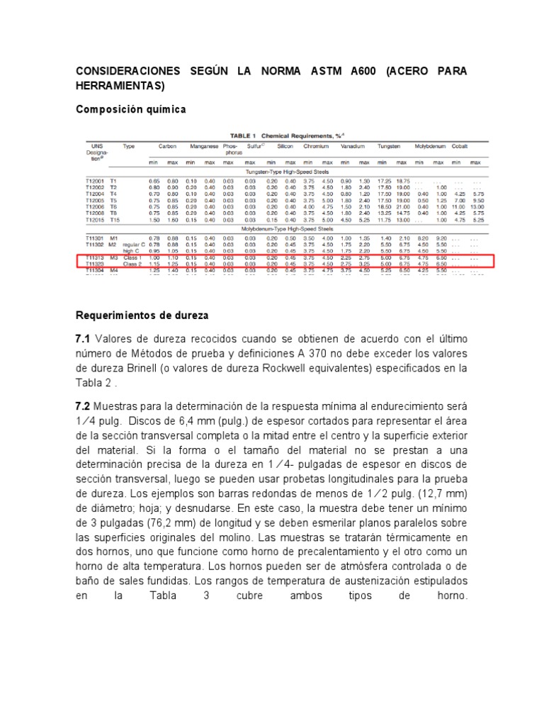 Consideraciones Del Tratamiento Térmico Según La Norma Astm A600 | PDF ...